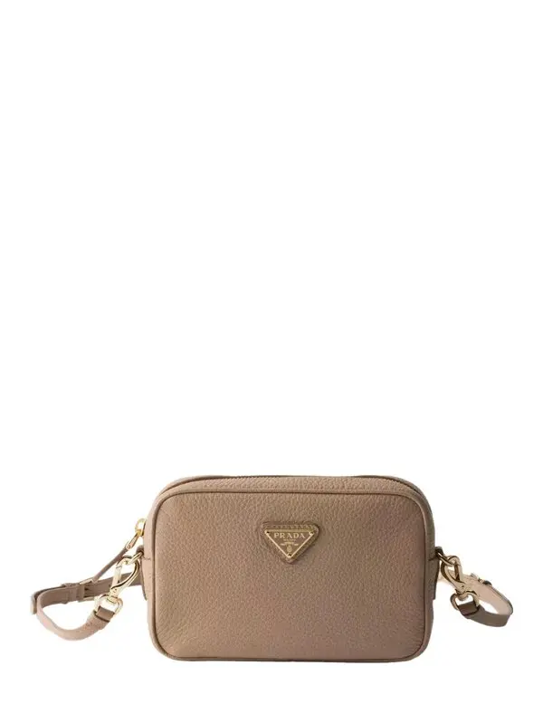 Prada Mini Leather Cross Body Bag - Neutrals