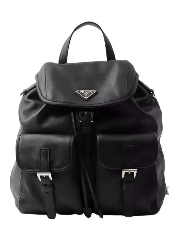 Prada Medium Leather Backpack - Black