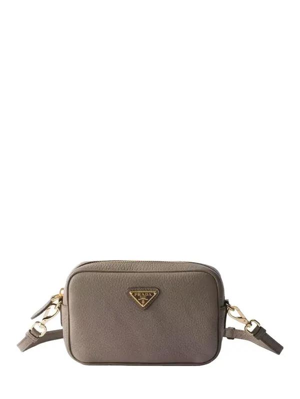 Prada Mini Leather Shoulder Bag - Grey