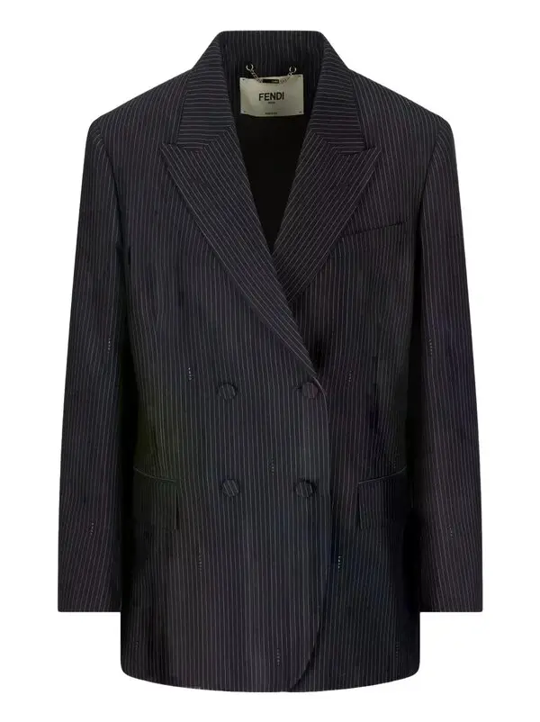 Fendi Pinstripe Flap-pocket Blazer - Blue