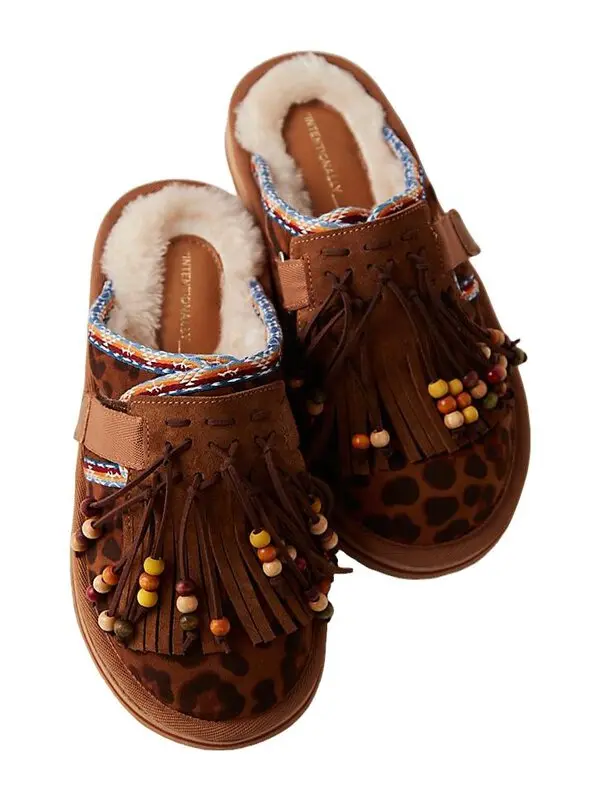 Intentionally Blank Phoenix Fringe Mules - Tan Cheetah