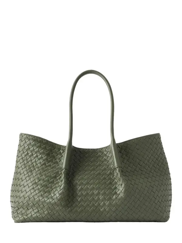 Bottega Veneta Pinacoteca Intrecciato Leather Tote - Green
