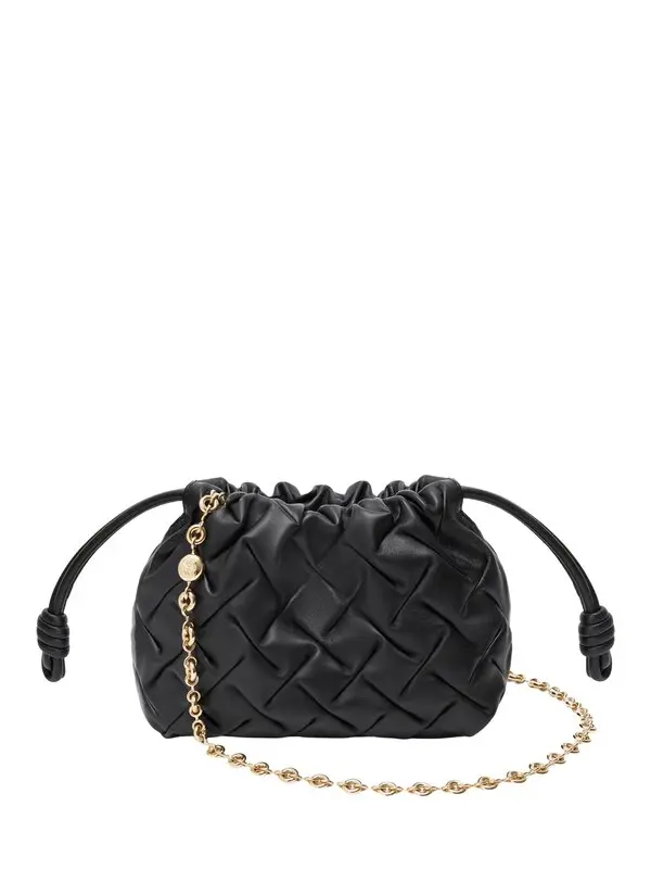 Loewe Mini Pinched Leather Flamenco Purse - Black