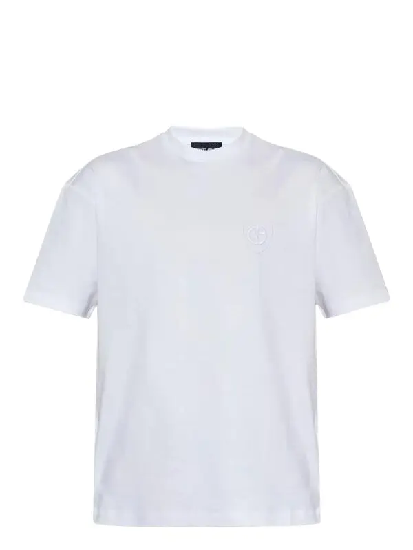 Giorgio Armani Embroidered Crew-neck T-shirt - White