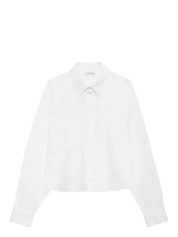 ANINE BING Essie Cropped Pocket Shirt - White