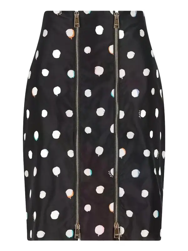Fendi Falena Dots Printed Mini Skirt - Black