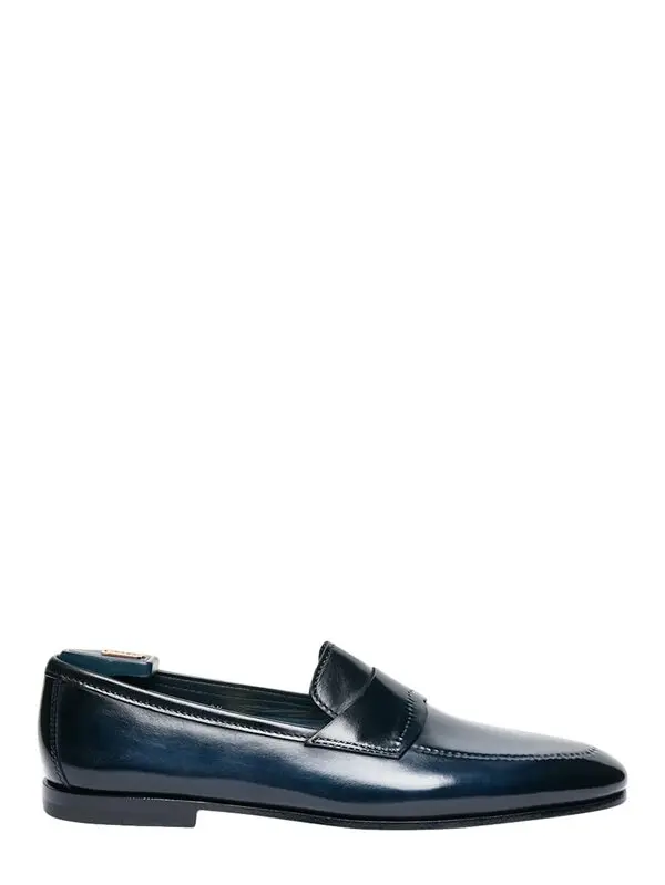 Santoni Meraviglia Solis Leather Penny Loafers - Blue