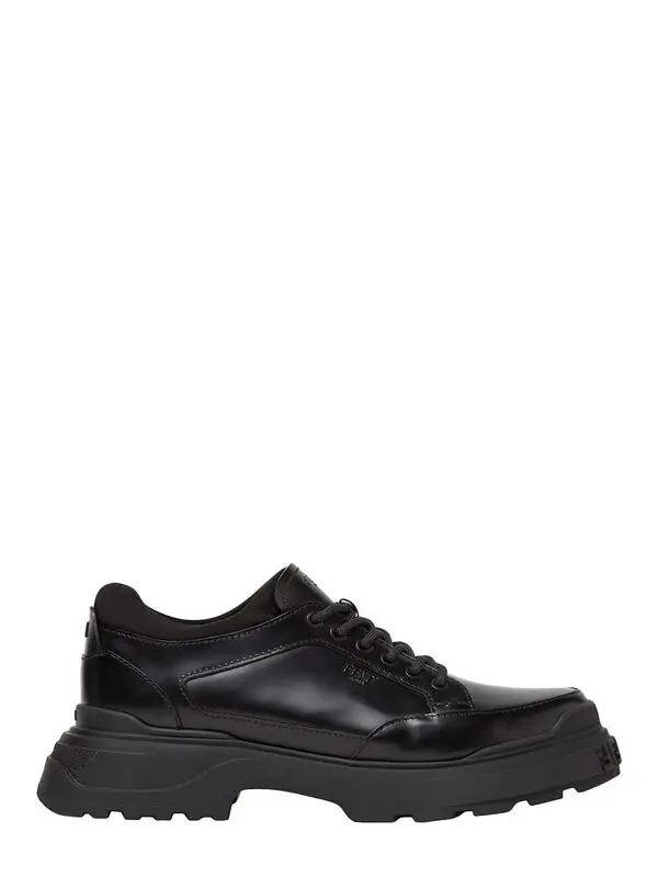 Fendi Force Light Leather Sneakers - Black