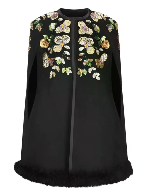 Valentino Garavani Floral-embellished Cape - Black