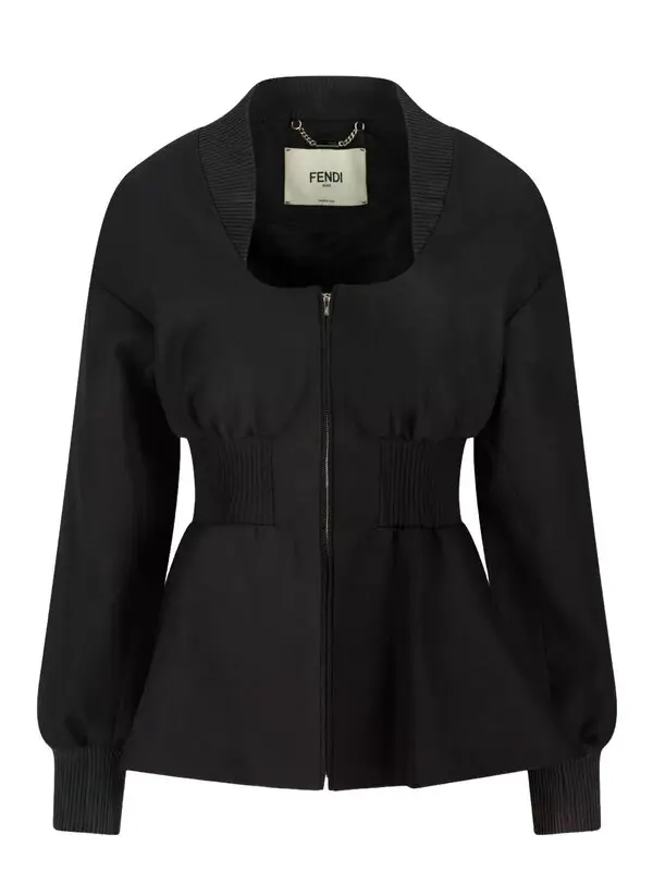 Fendi Fitted Zip-up Jacket - Black