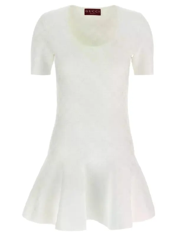 Gucci Jacquard Round-neck Dress - White