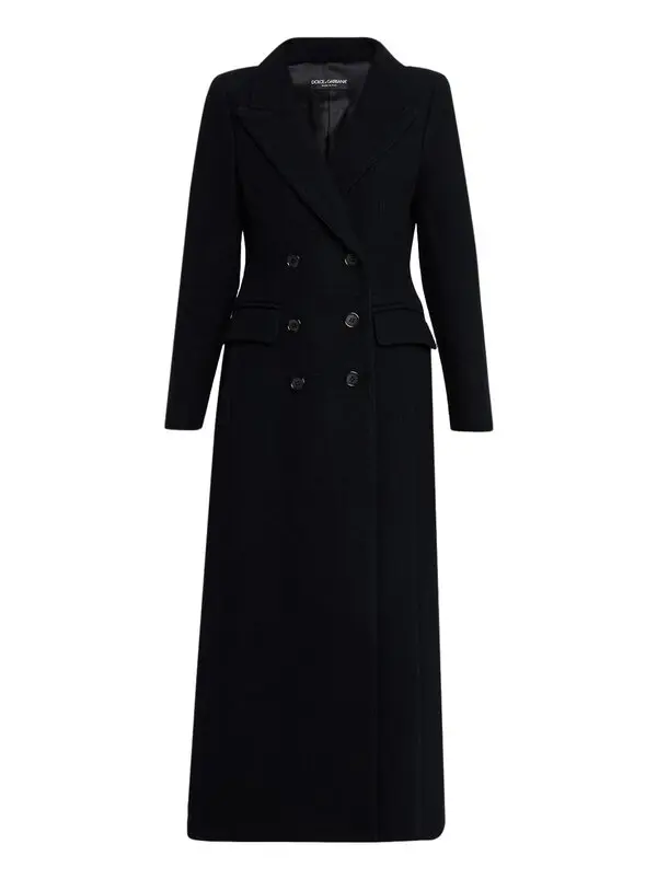 Dolce & Gabbana Double-breasted Wool Long Coat - Black