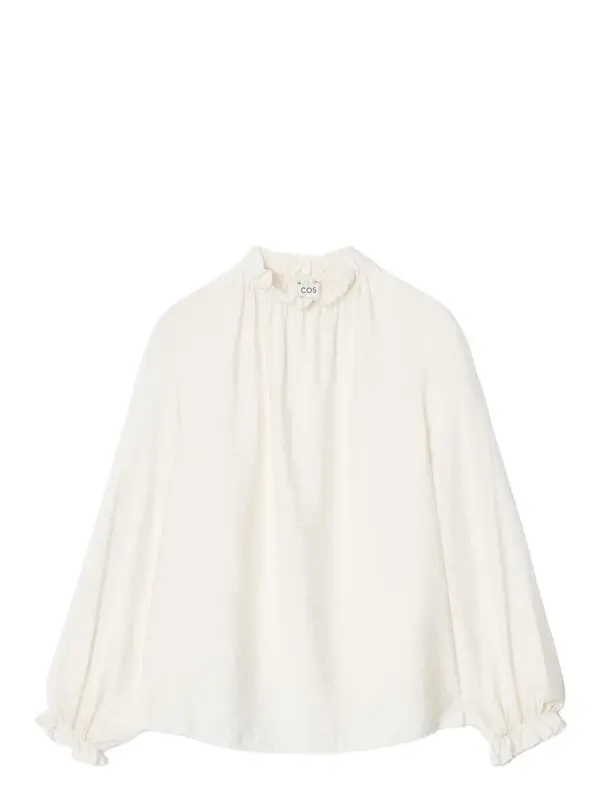 Cos Ruffled Turtleneck Blouse - Beige