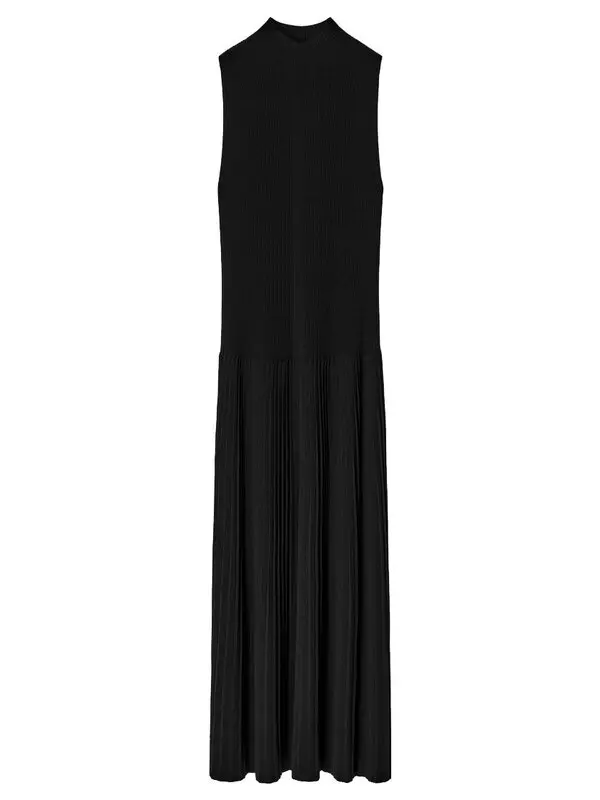 Cos Pleated Turtleneck Maxi Dress - Black