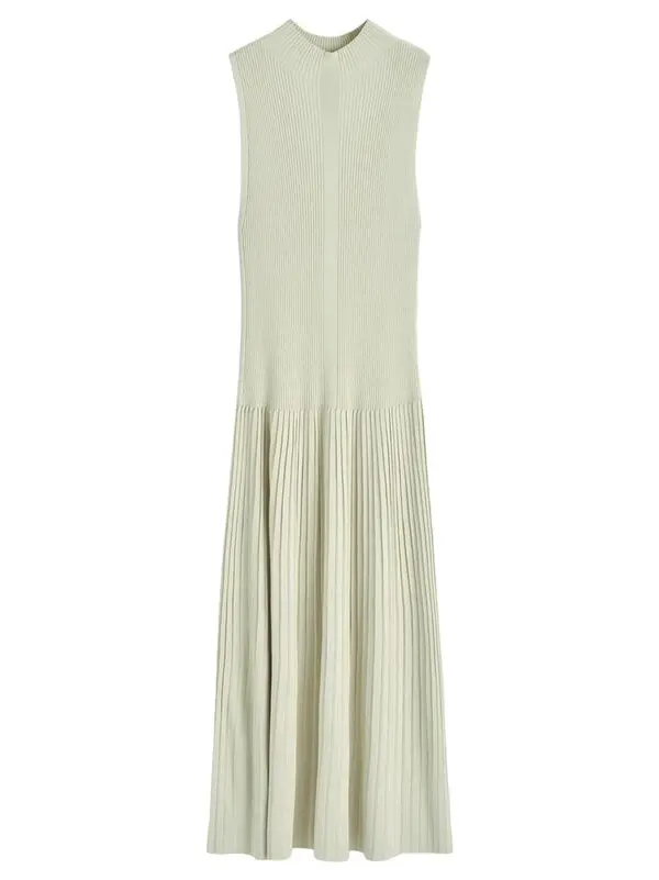Cos Pleated Turtleneck Maxi Dress - Green