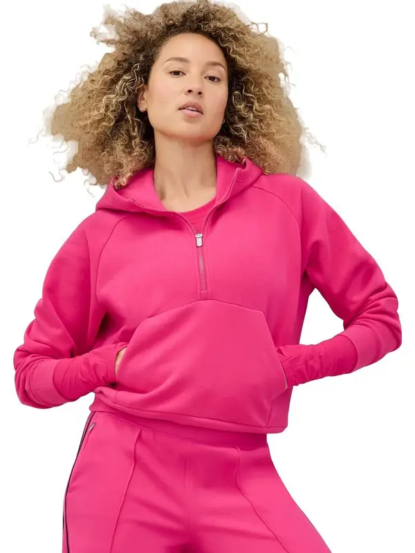 Athleta Fleece 1/2 Zip Hoodie - Dahlia