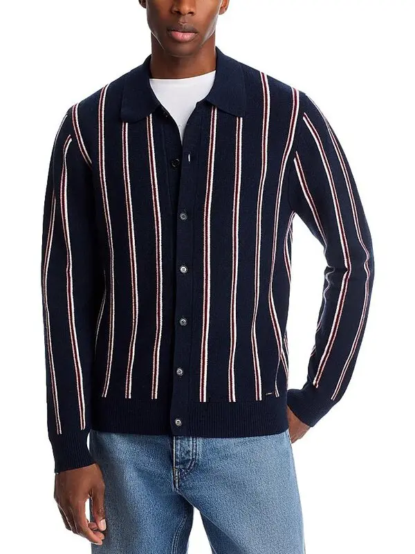 Simkhai Elio Striped Merino Wool Cardigan Sweater - Midnight Multi