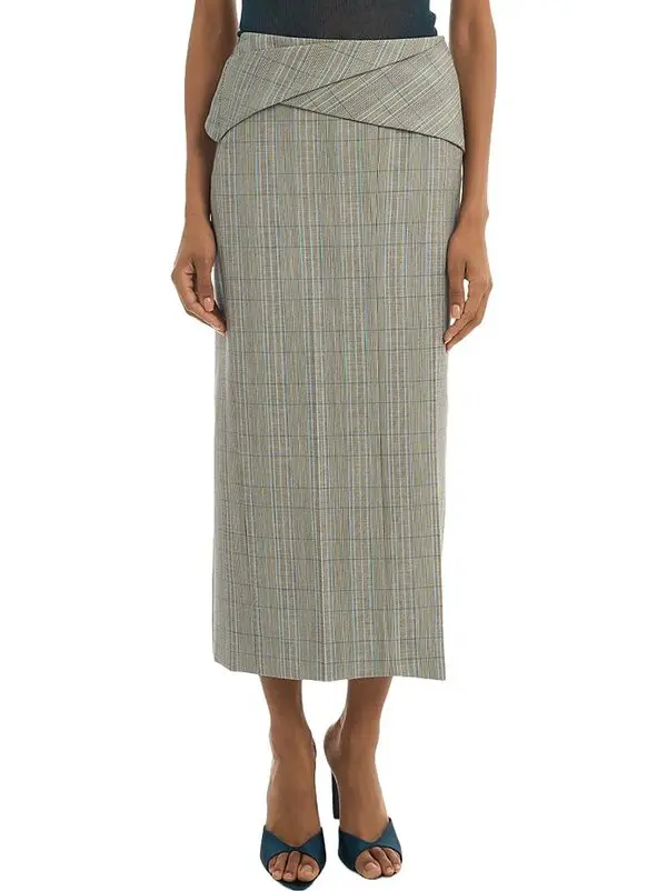 Victoria Beckham Wrap Detail Midi Skirt - Blue/grey Multi