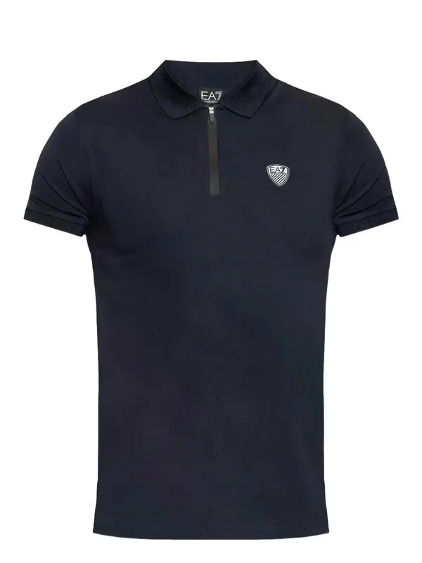 Emporio Armani Zip Logo Polo Shirt - Blue