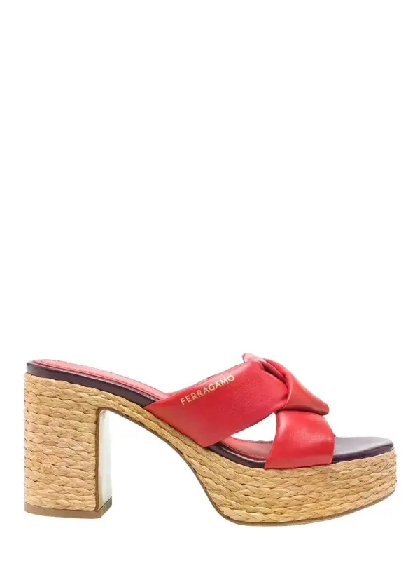 FERRAGAMO 90mm Knot-detail Platform Sandals - Red