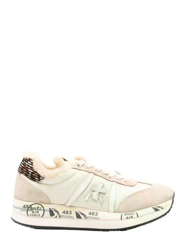 Premiata Shearling-trim Sneakers - Neutrals