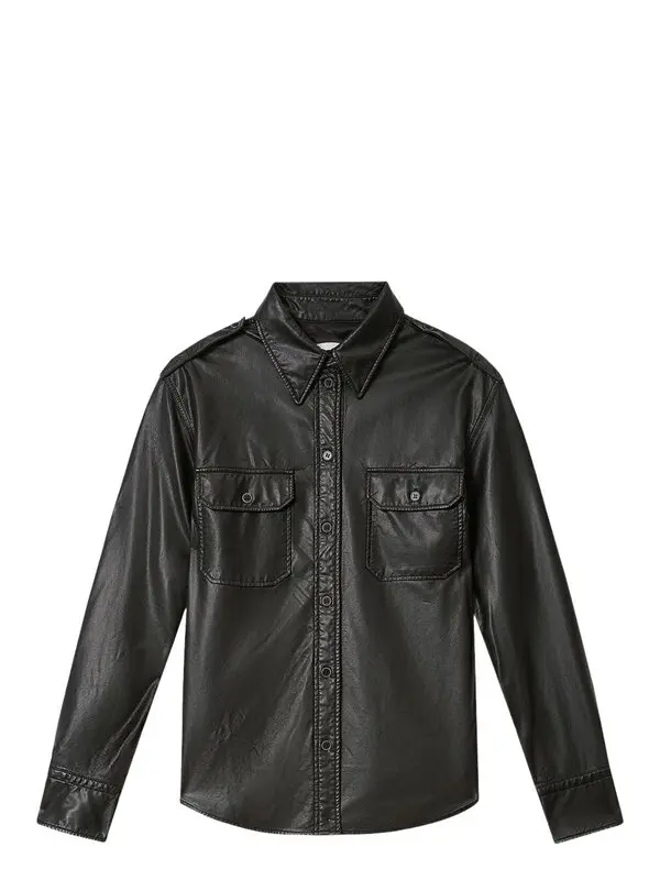 MARANT ETOILE Noee Faux Leather Shirt - Black