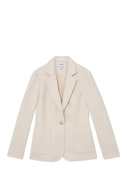 REISS Soren Single-breasted Wool-blend Blazer - Cream