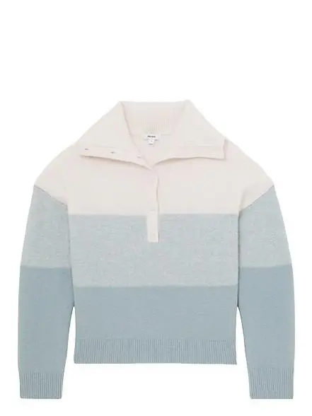 REISS Flora Button-neck Wool And Cashmere-blend Jumper - Cream Blue