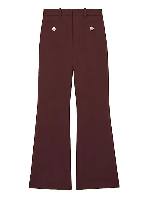 REISS Parisa Flared-leg Trousers - Dark Red