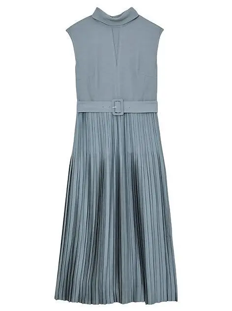 REISS Ania Pleated Woven Midi Dress - Blue