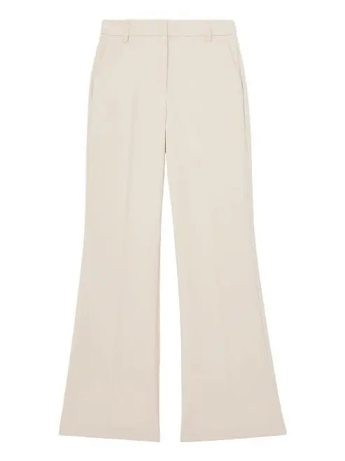 REISS Flared-leg Woven Trousers - Cream