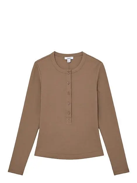 REISS Stretch-cotton Top - Chocolate Brown