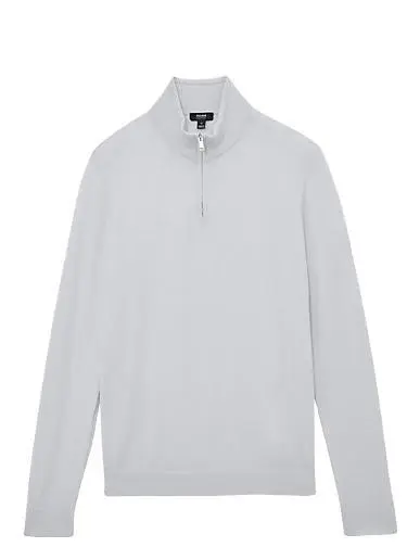 REISS Half-zip Wool Jumper - Frost Blue