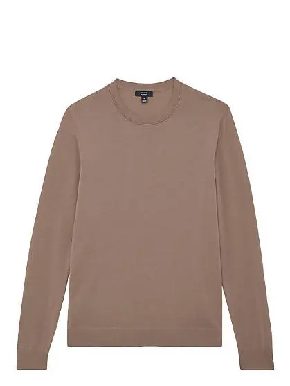 REISS Wessex Crewneck Wool Jumper - Camel Brown