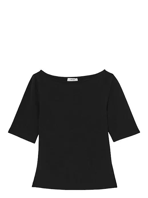 REISS Stretch-cotton Top - Black