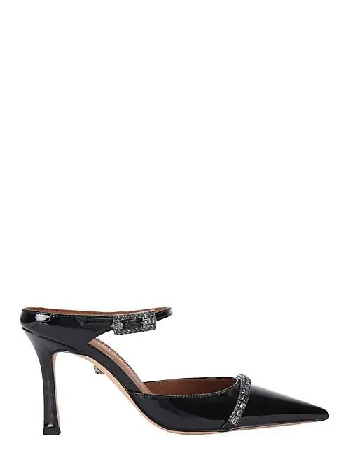Kurt Geiger Strass Patent-leather Heeled Mules - Black