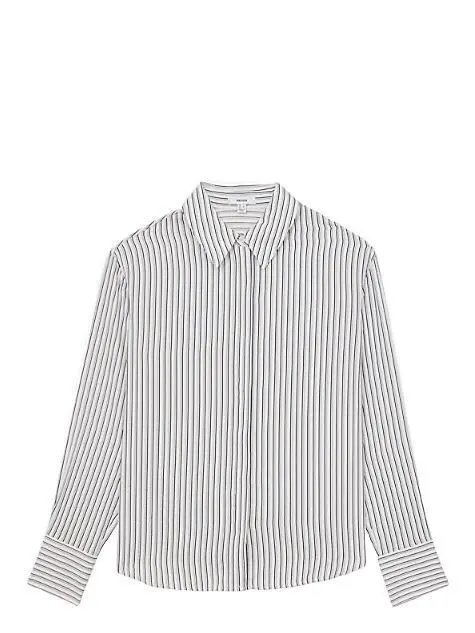 REISS Annika Striped Woven Blouse - Blue Ivory