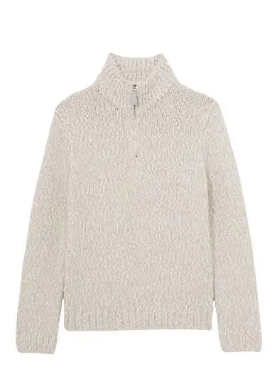 REISS Half-zip Knitted Jumper - Grey Marl
