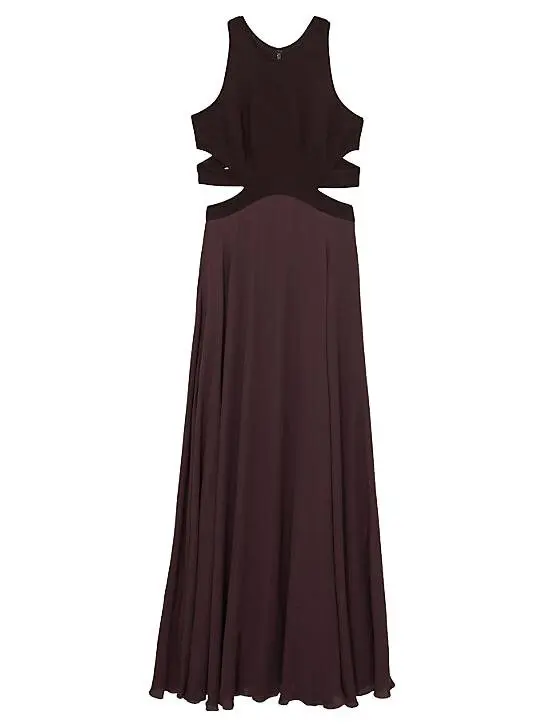 REISS Paloma Cut-out Maxi Dress - Burgundy