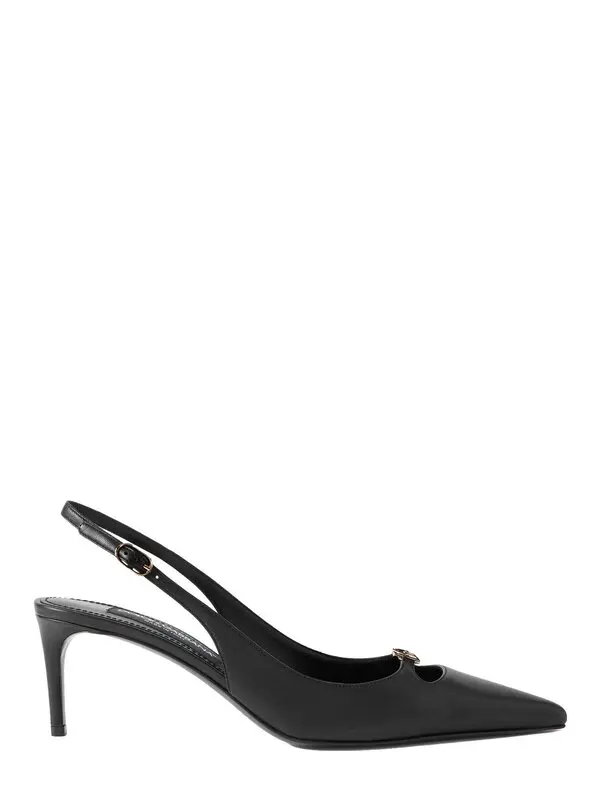 Dolce & Gabbana Embellished Leather Slingback Pumps - Black