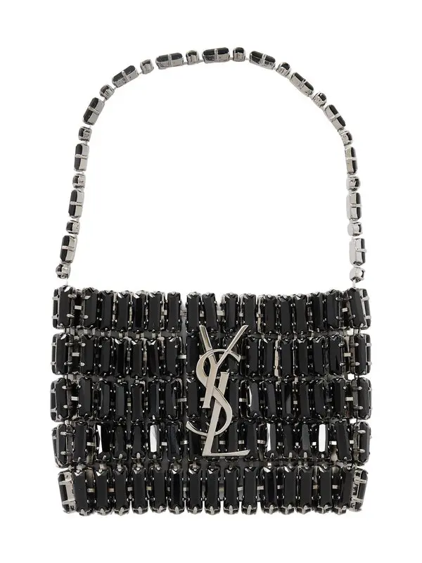 Saint Laurent Crystal Embellished Shoulder Bag - Black