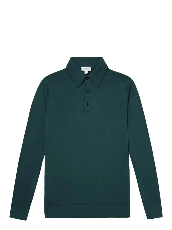Sunspel Slim-fit Merino Wool Polo Shirt - Green