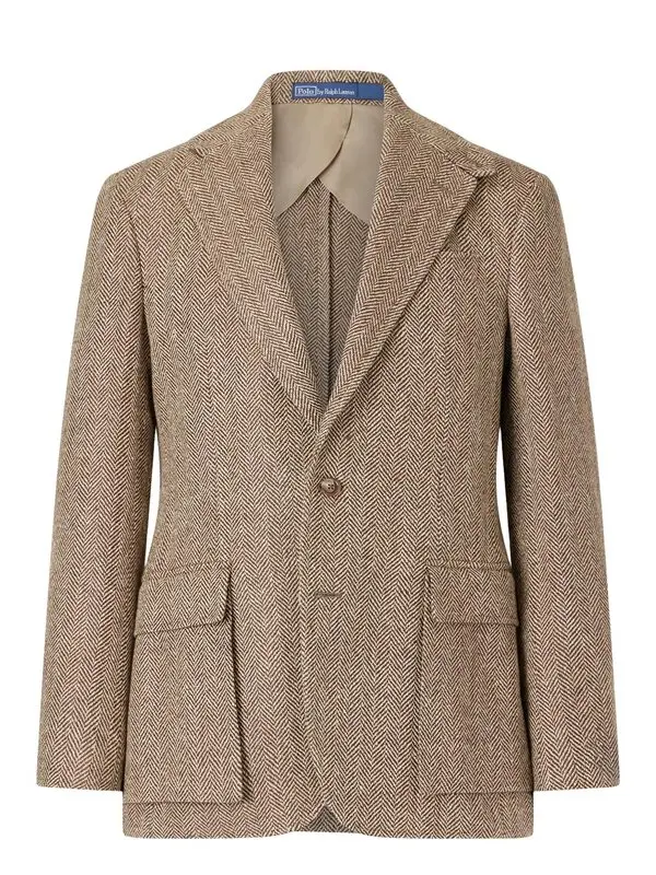Polo Ralph Lauren Herringbone Linen, Silk And Wool-blend Blazer - Neutrals