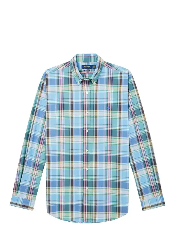 Polo Ralph Lauren Button-down Collar Logo-embroidered Checked Cotton Shirt - Blue