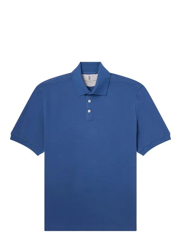 Brunello Cucinelli Slim-fit Cotton-piqué Polo Shirt - Blue