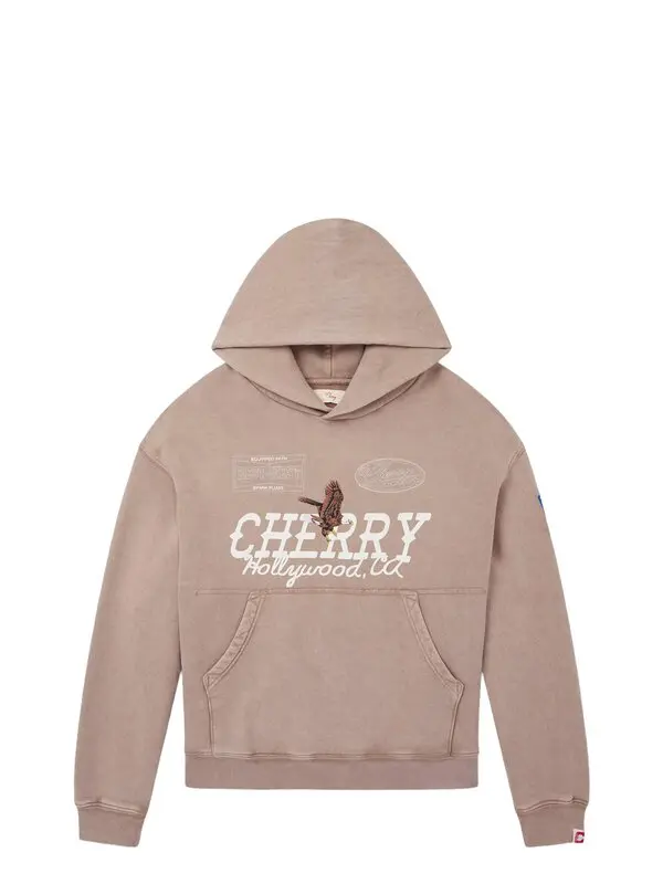 CHERRY LOS ANGELES Logo-print Cotton-jersey Hoodie - Brown