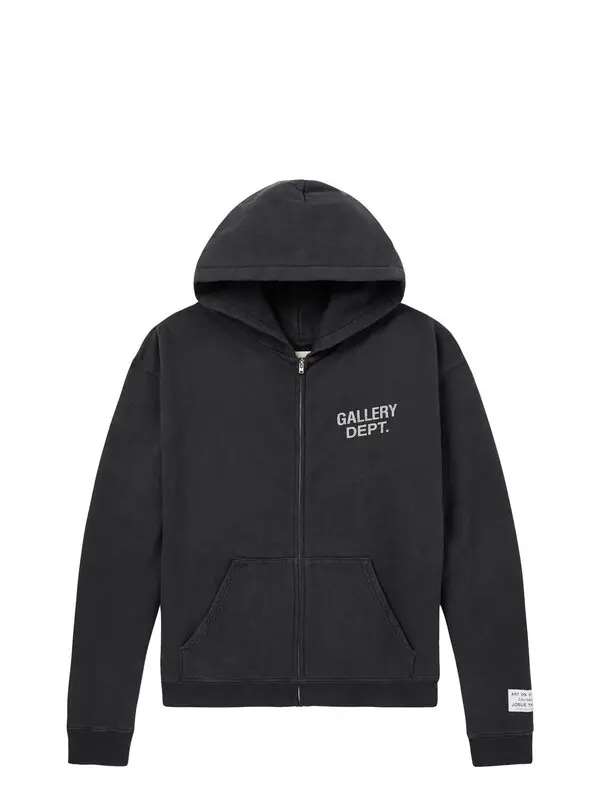 GALLERY DEPT. 90's Logo-print Zip-up Hoodie - Black