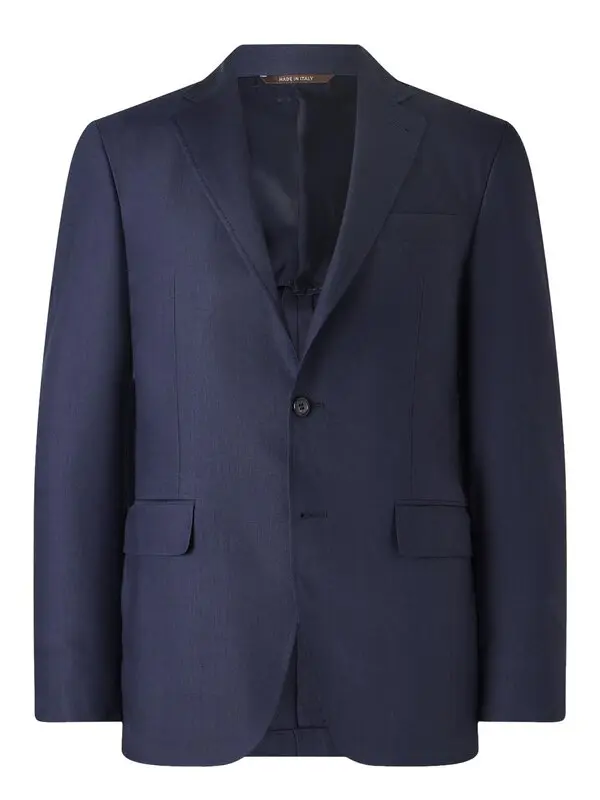 Canali Kei Unstructured Linen And Wool-blend Suit Jacket - Blue
