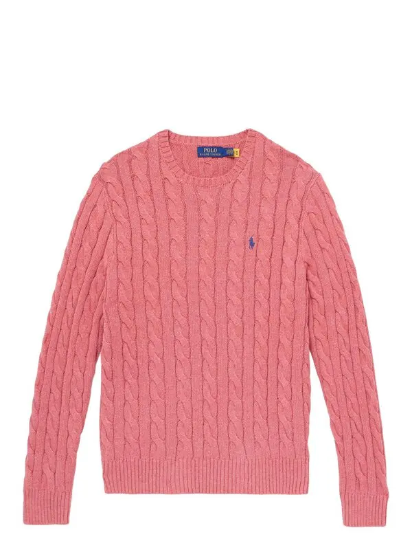 Polo Ralph Lauren Logo-embroidered Cable-knit Cotton Sweater - Pink