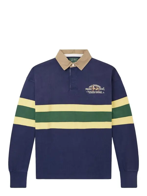 Polo Ralph Lauren Logo-embroidered Striped Cotton-jersey Rugby Shirt - Blue